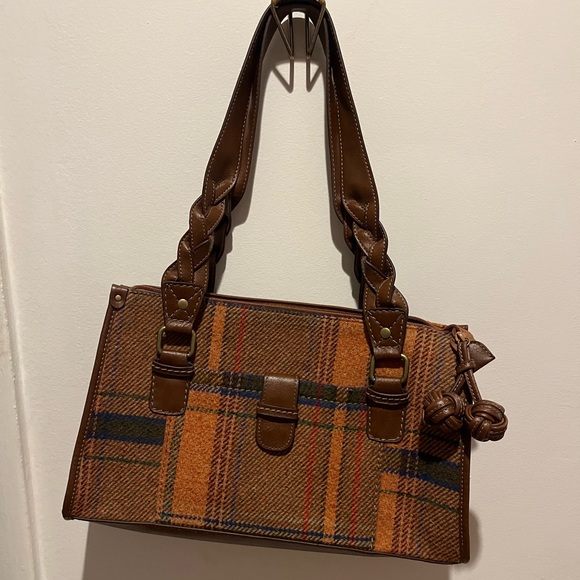 Bags | Vintage Brown And Plaid Wool Purse | Poshmark